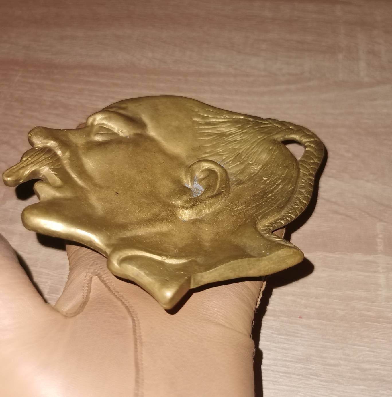 Vintage, Solid Brass, Man's Head Shaped Ashtray, Vanity Tray, Braided ...