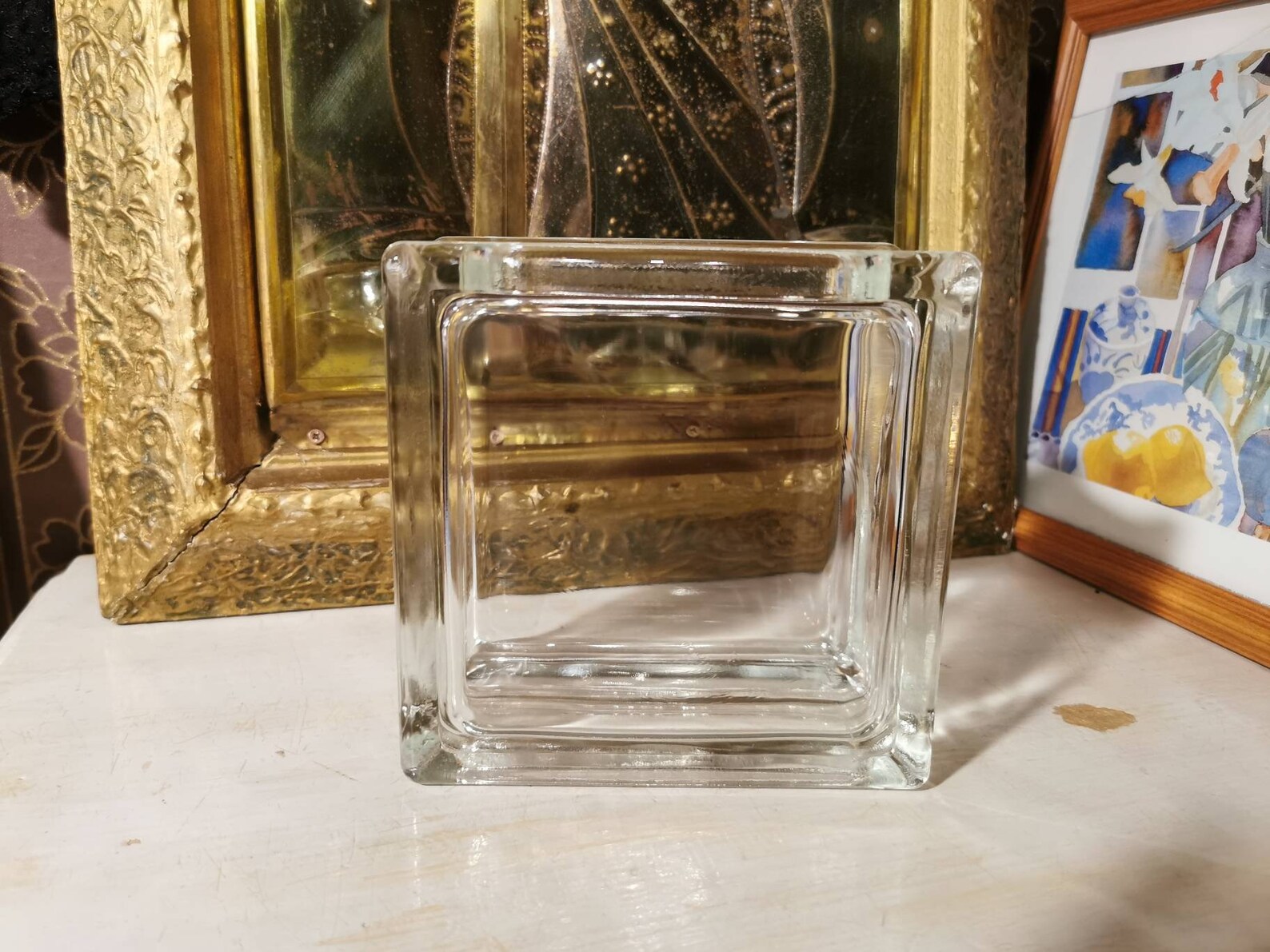 Vintage, Clear Glass Block, Can Be Used as a Modern, Futuristic Vase ...