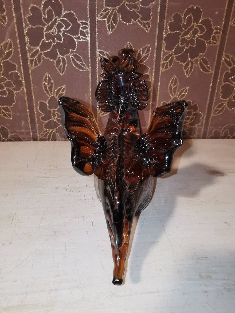 Vintage Blown Glass Dragon Figurine Statuette Brown - Etsy