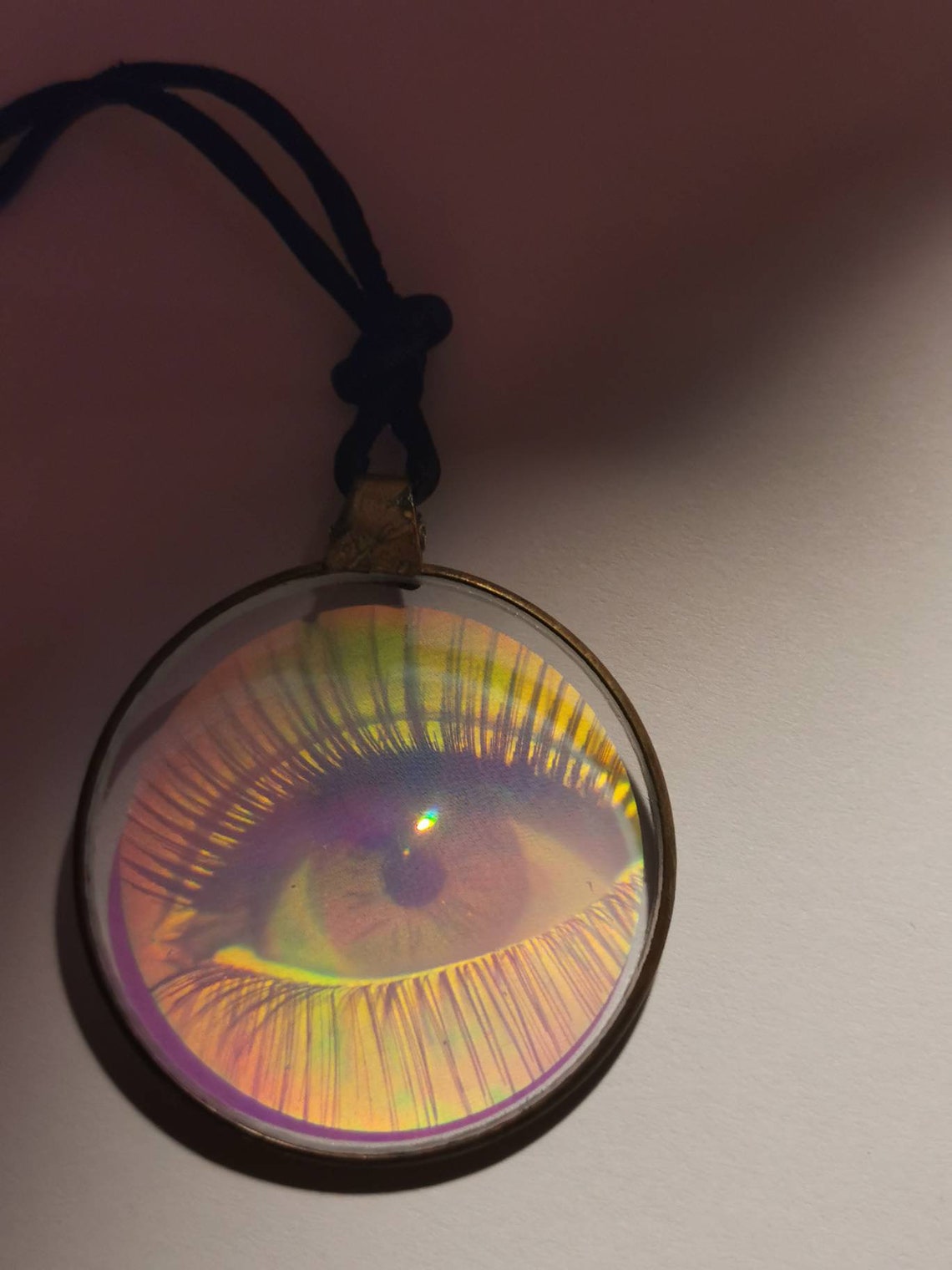 Vintage brass glass holographic eye pendant hologram eye | Etsy