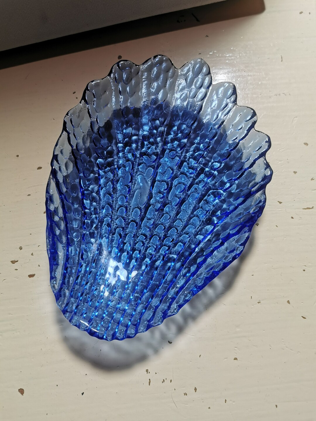 Vintage, Glass, Deep Blue, Shell, Cobalt, Clam, Shell, Trinket Dish ...