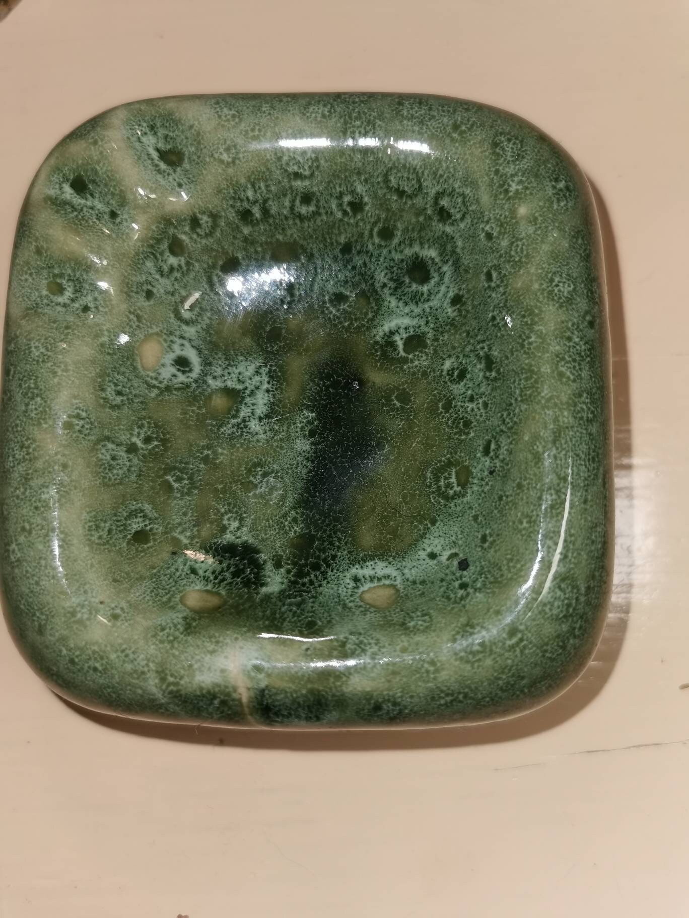 Vintage, Ceramic, Glazed Clay Ashtray, Beautiful Green Variation - Etsy