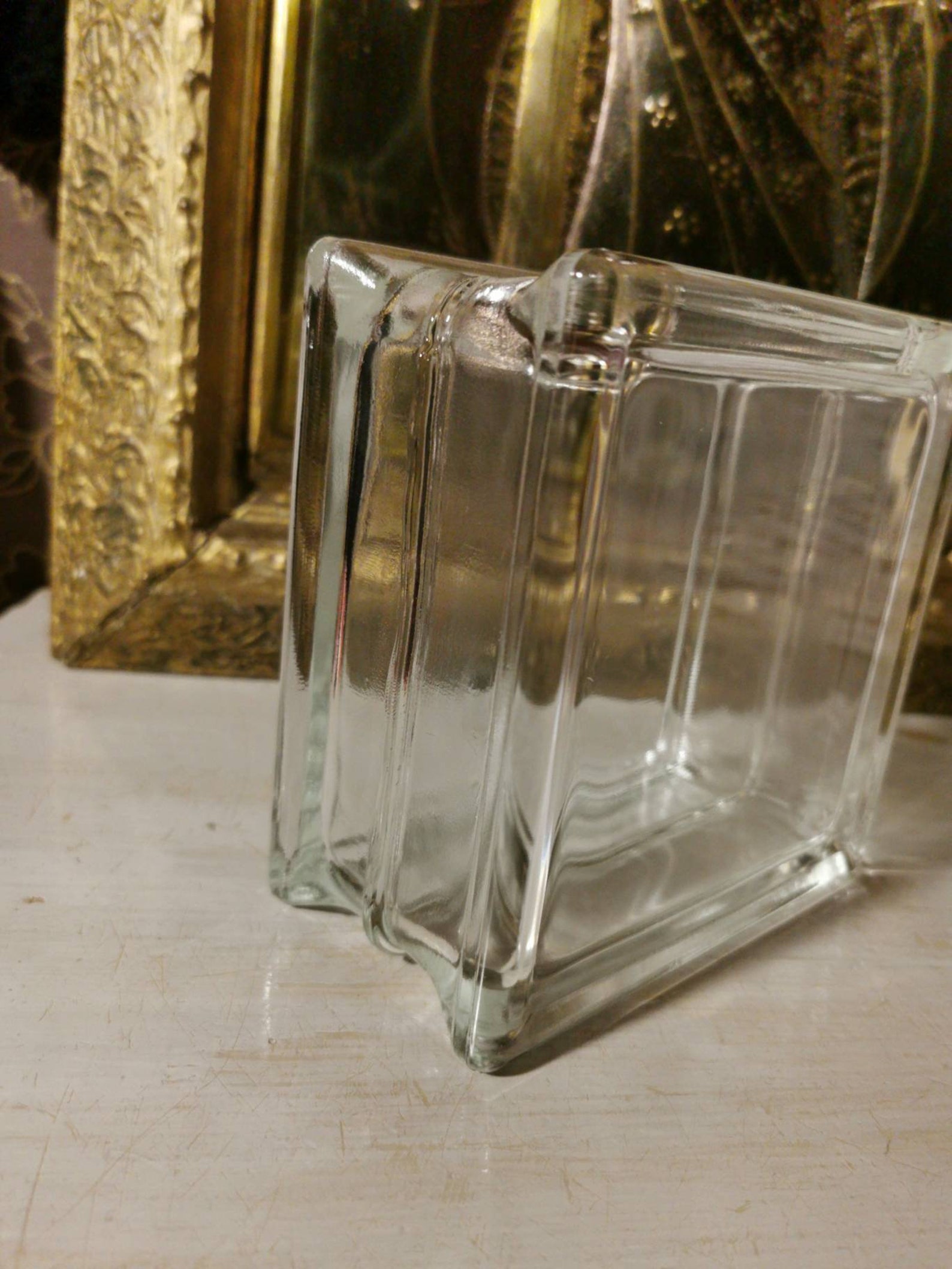 Vintage, Clear Glass Block, Can Be Used as a Modern, Futuristic Vase ...