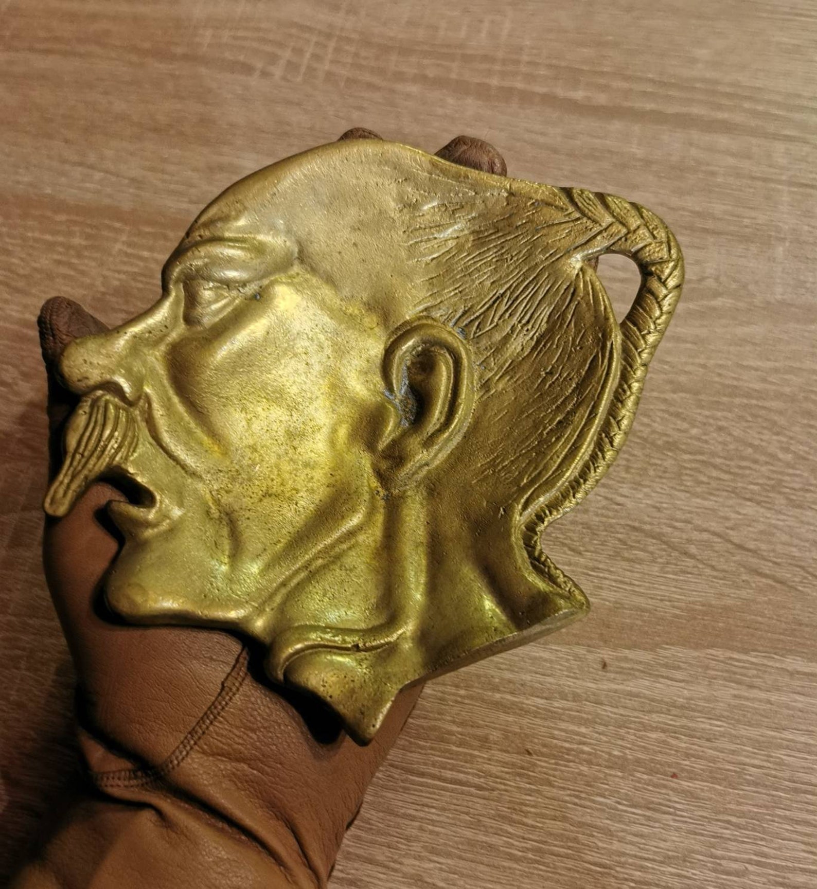 Vintage, Solid Brass, Man's Head Shaped Ashtray, Vanity Tray, Braided ...
