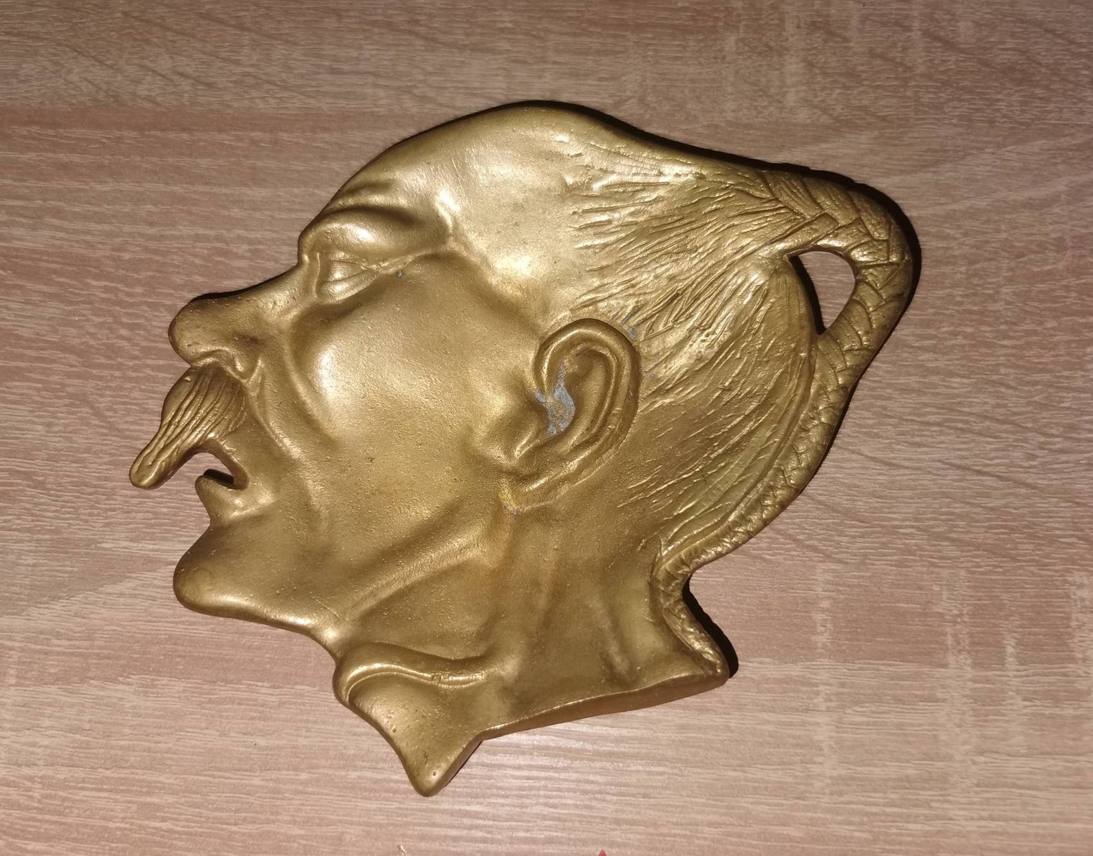 Vintage, Solid Brass, Man's Head Shaped Ashtray, Vanity Tray, Braided ...