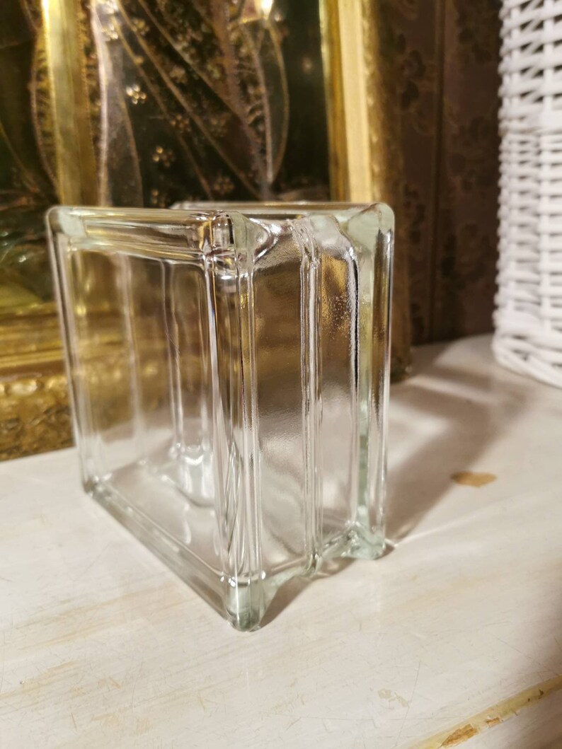Vintage, Clear Glass Block, Can Be Used as a Modern, Futuristic Vase ...