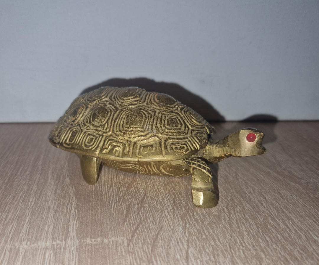 Vintage, Solid Brass, Metal, Turtle, Keepsake, Trinket Box, Ashtray ...