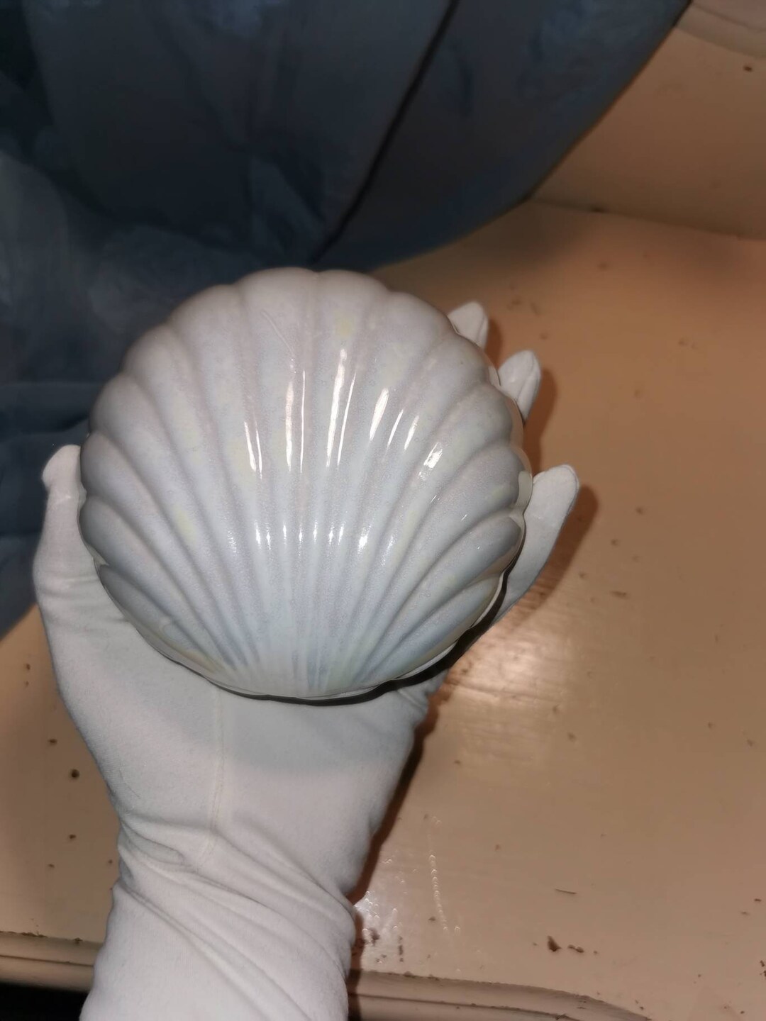 Vintage, Iridescent, Porcelain Clam Shell, Sea Shell, Shell Trinket ...