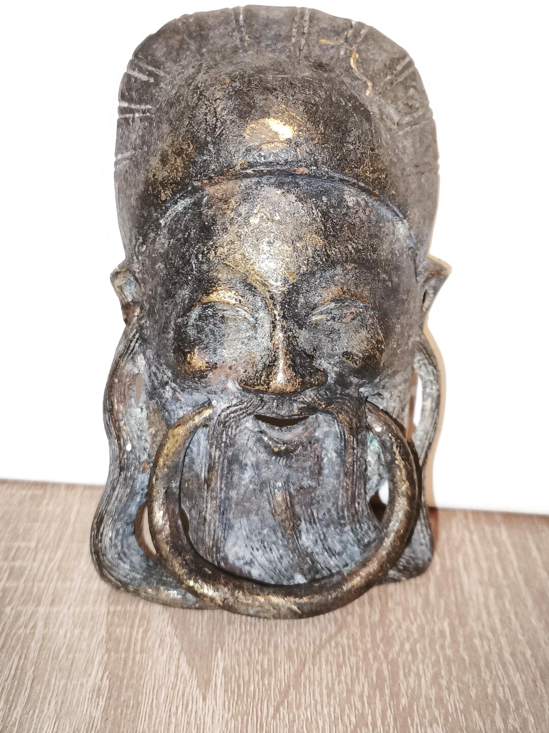 Vintage, Bronze, Brass, Asian, Chinese, Fu Manchu, Man, Long Mustache ...