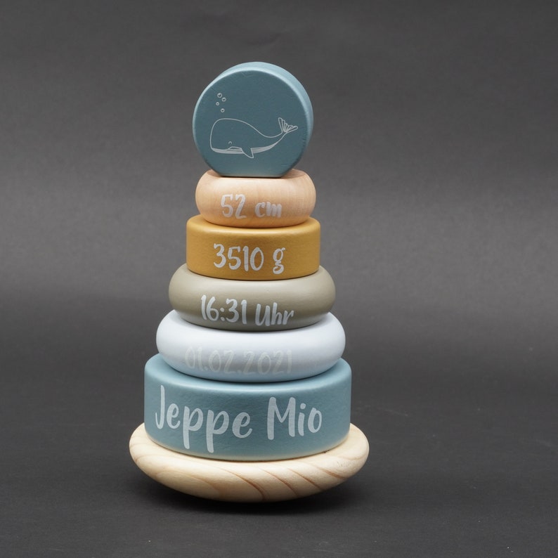 Little Dutch Wooden Ring Stacking Tower ocean | Etsy