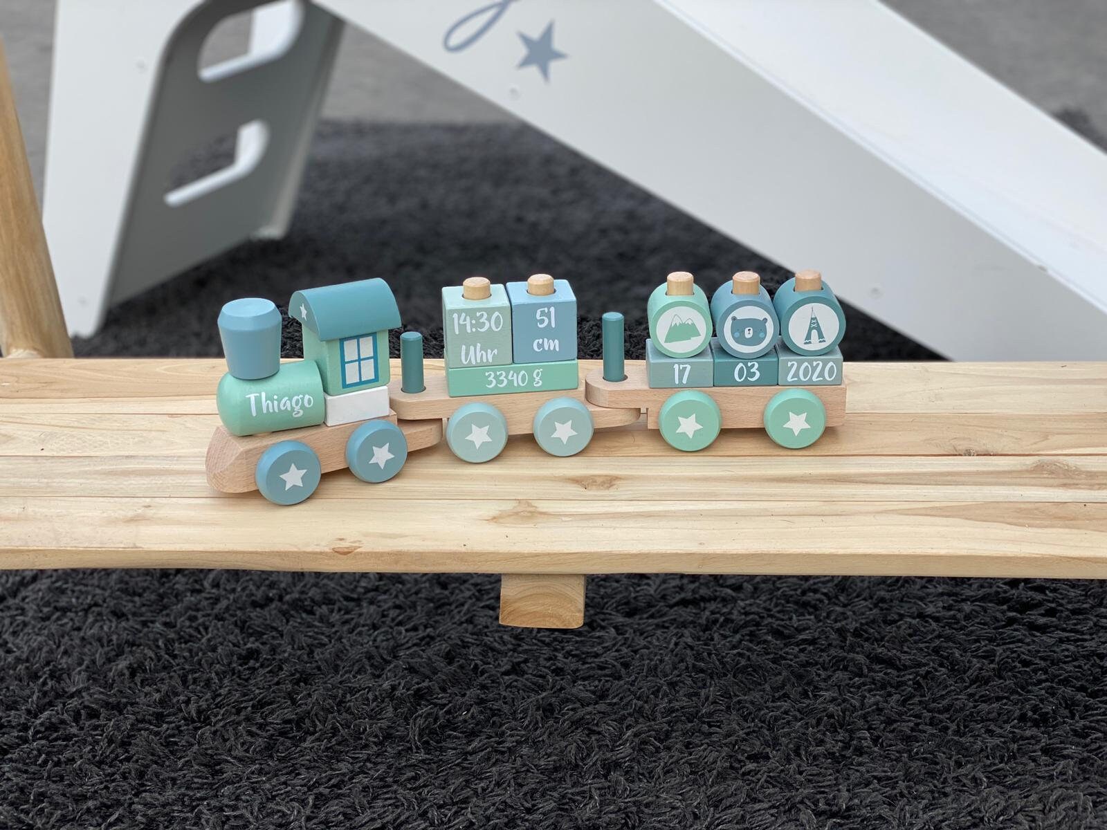 Wooden Railway Locomotive Train With Shapes Adventure Little - Etsy