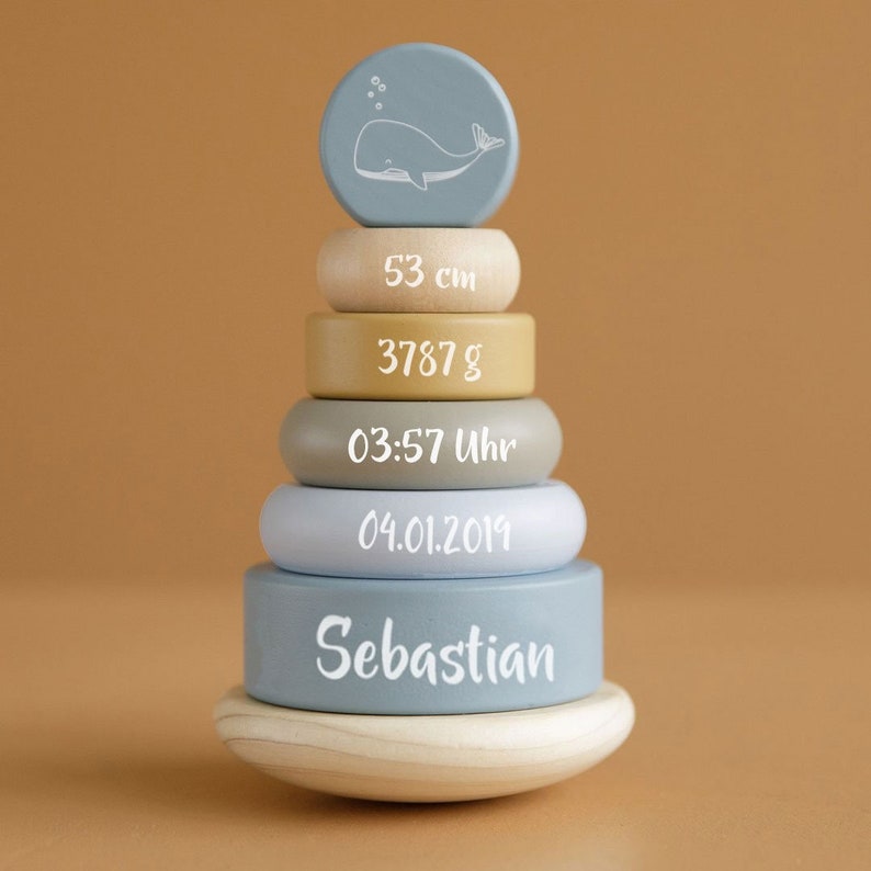 Little Dutch Wooden Ring Stacking Tower ocean | Etsy