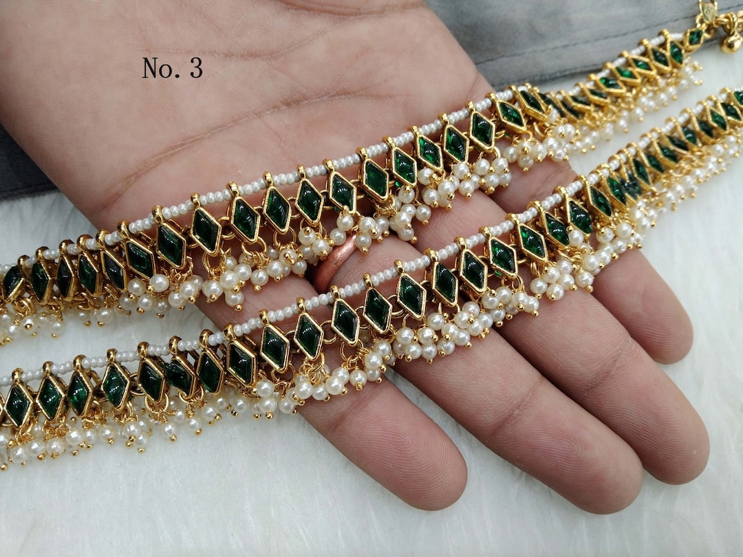 Anklets Payal Foot Bracelet Indian Gold Plated Kundan Anklets Foot ...