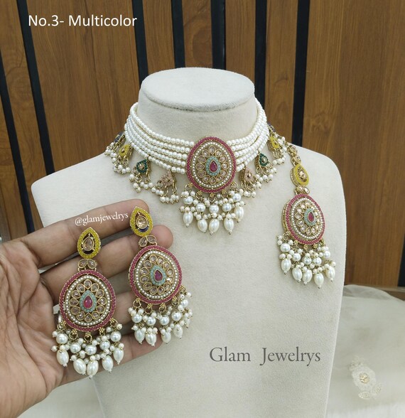 Indian Jewelry Choker Set bollywood Jewellery antique Gold Indian Choker Necklace Set bridesmaid Jewellry women Necklace Alan Raman Set Etsy