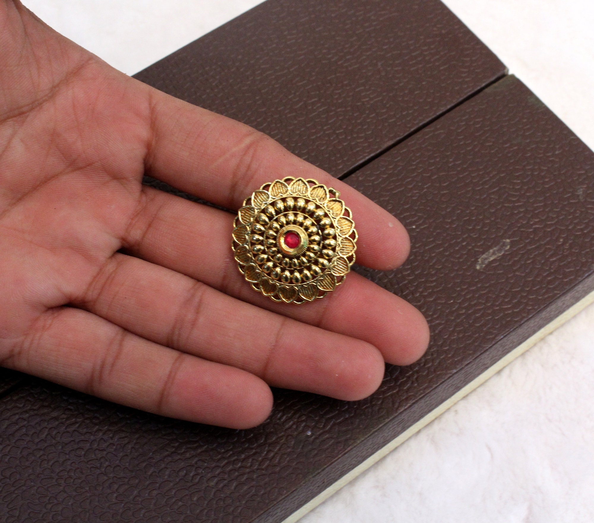 Adjustable Indian Ring Big Round/Gold Finish ring/Finger rings | Etsy