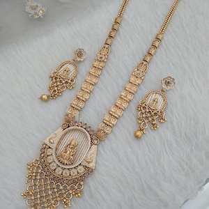 Indian Polki Long Rani Haar Necklace Set Jewelry Jewellery /bollywood ...