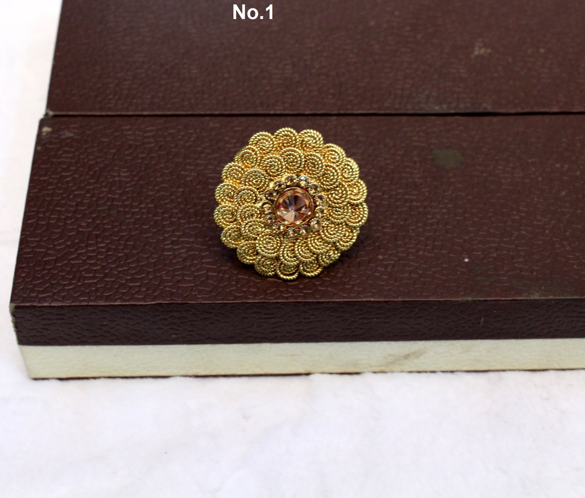 Adjustable Indian Ring Big Round/Gold Finish ring/Finger rings | Etsy