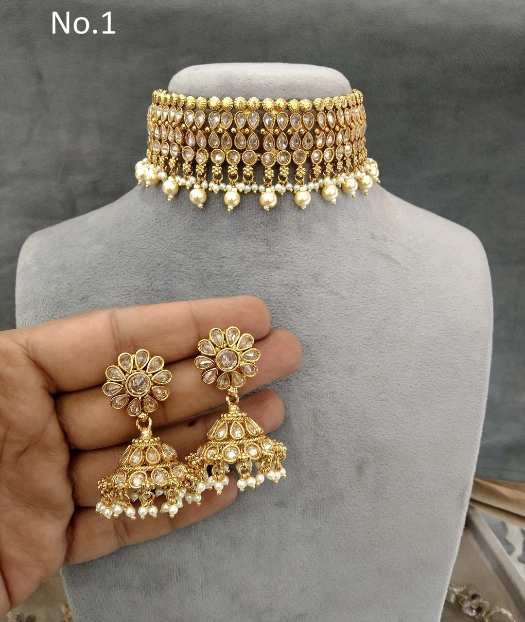 Indian Gold Jewelry Jewellery Choker Set/gold Finish Choker Set ...