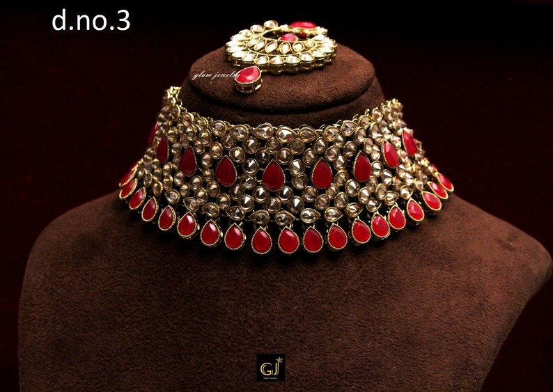 Bridal Ruby Indian Necklace Set/gold Antique Green Indian | Etsy