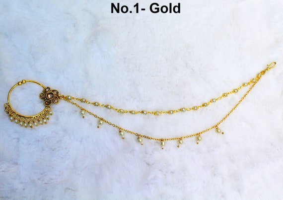 Indian Nose Ring Nath Bridal Nath Wedding Nathini/non Pierced - Etsy