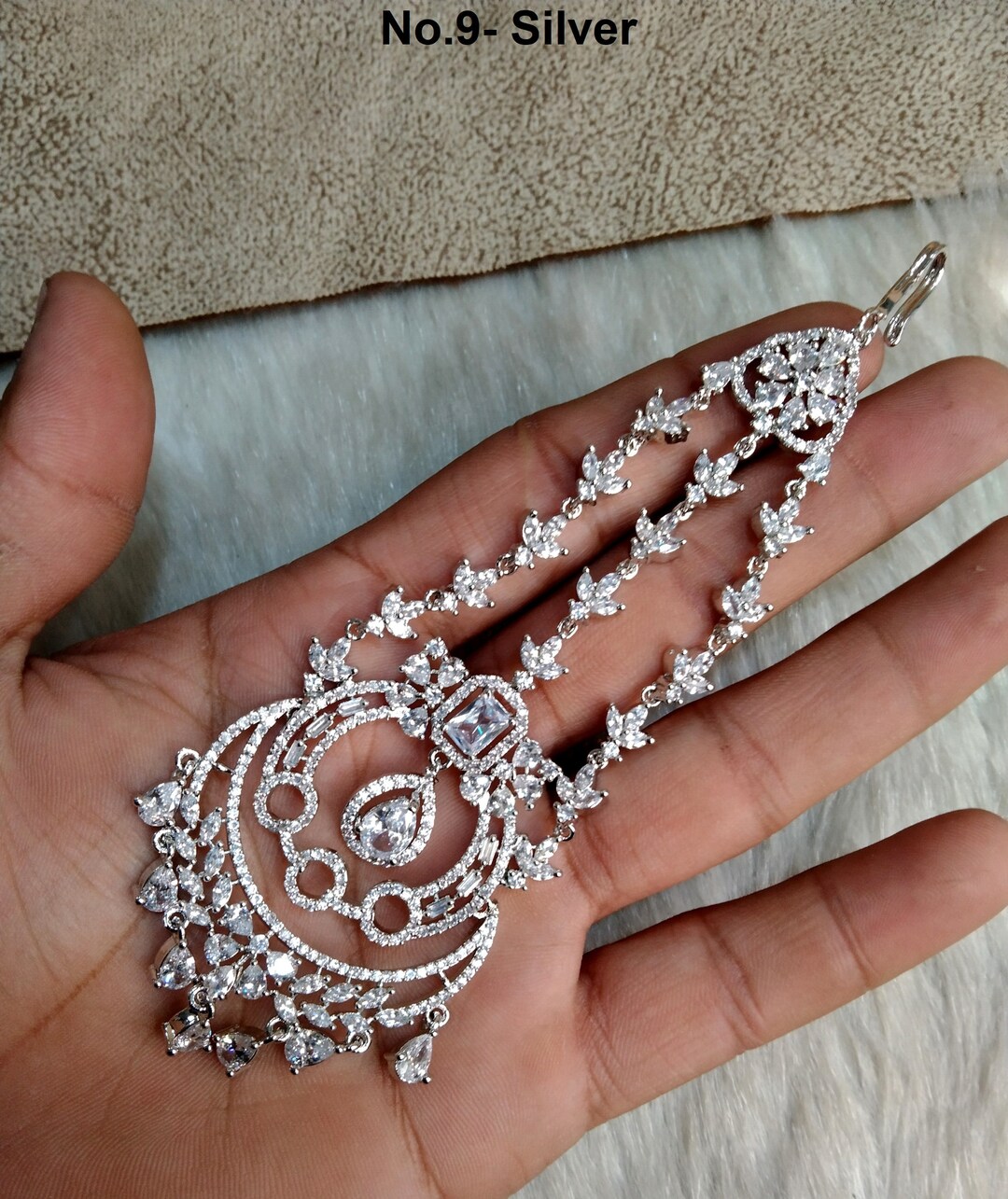 CZ Stone Bridal Passa Jhumar: Indian/pakistani Headpiece - Etsy