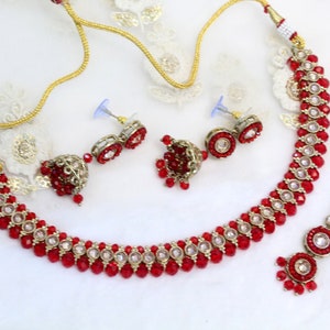 Maroon Necklace Set/ Necklace Set Jewellery Set /indian Antique ...