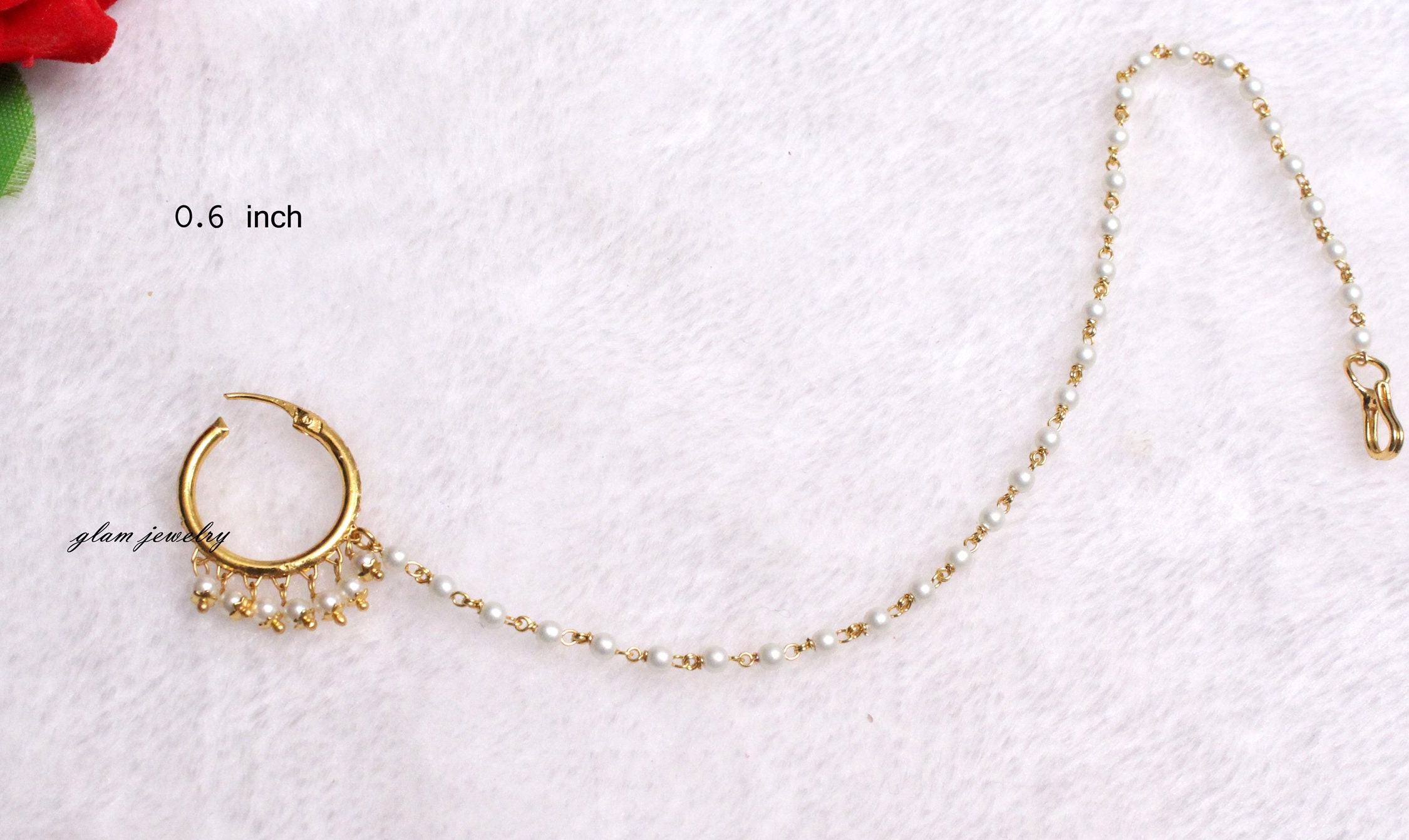 Nose Ring Chain Nath Indian Jewelry Jewellery Gold Plat | Etsy