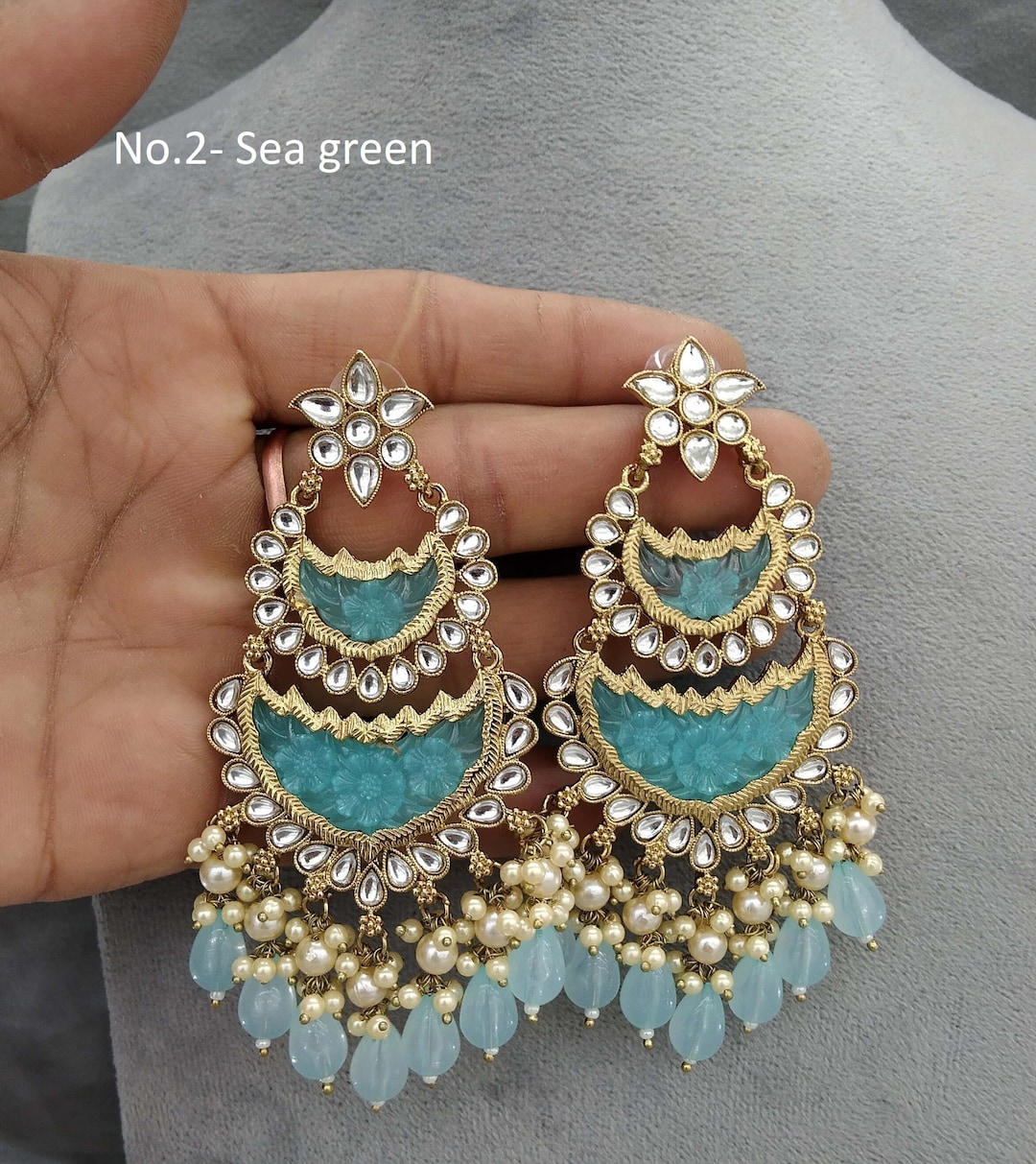 Kundan Indian Bridal Earrings, Gold Bollywood Velli Set - Etsy