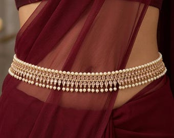 Delicate Gold Plated Pearl Belly Chain/belly Chain/belt/indian Waist ...