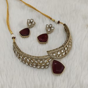 Kundan Choker Necklace Set: Indian Bridal Jewelry Dhaliwal Set - Etsy