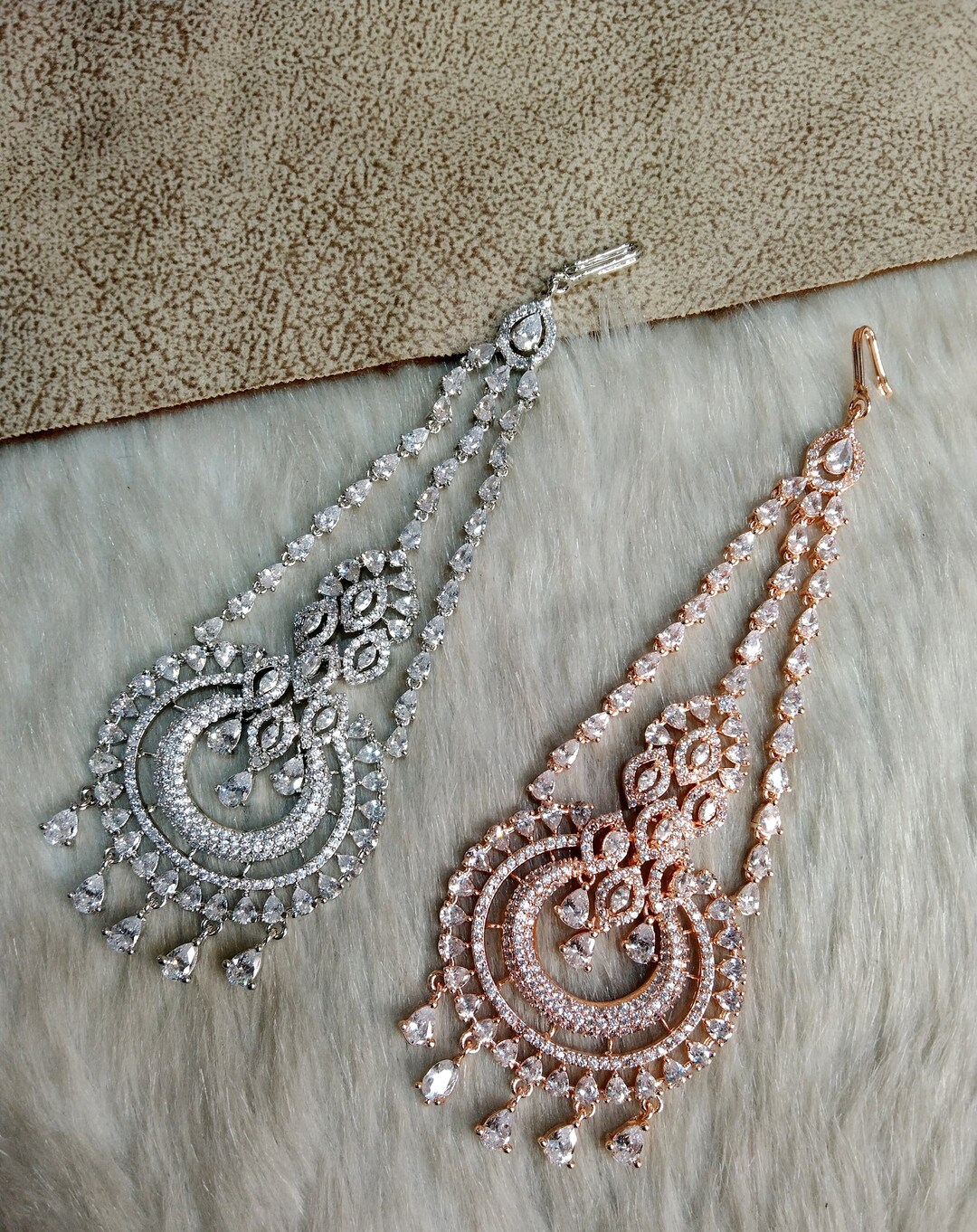 CZ Stone Bridal Passa Jhumar: Indian/pakistani Headpiece - Etsy