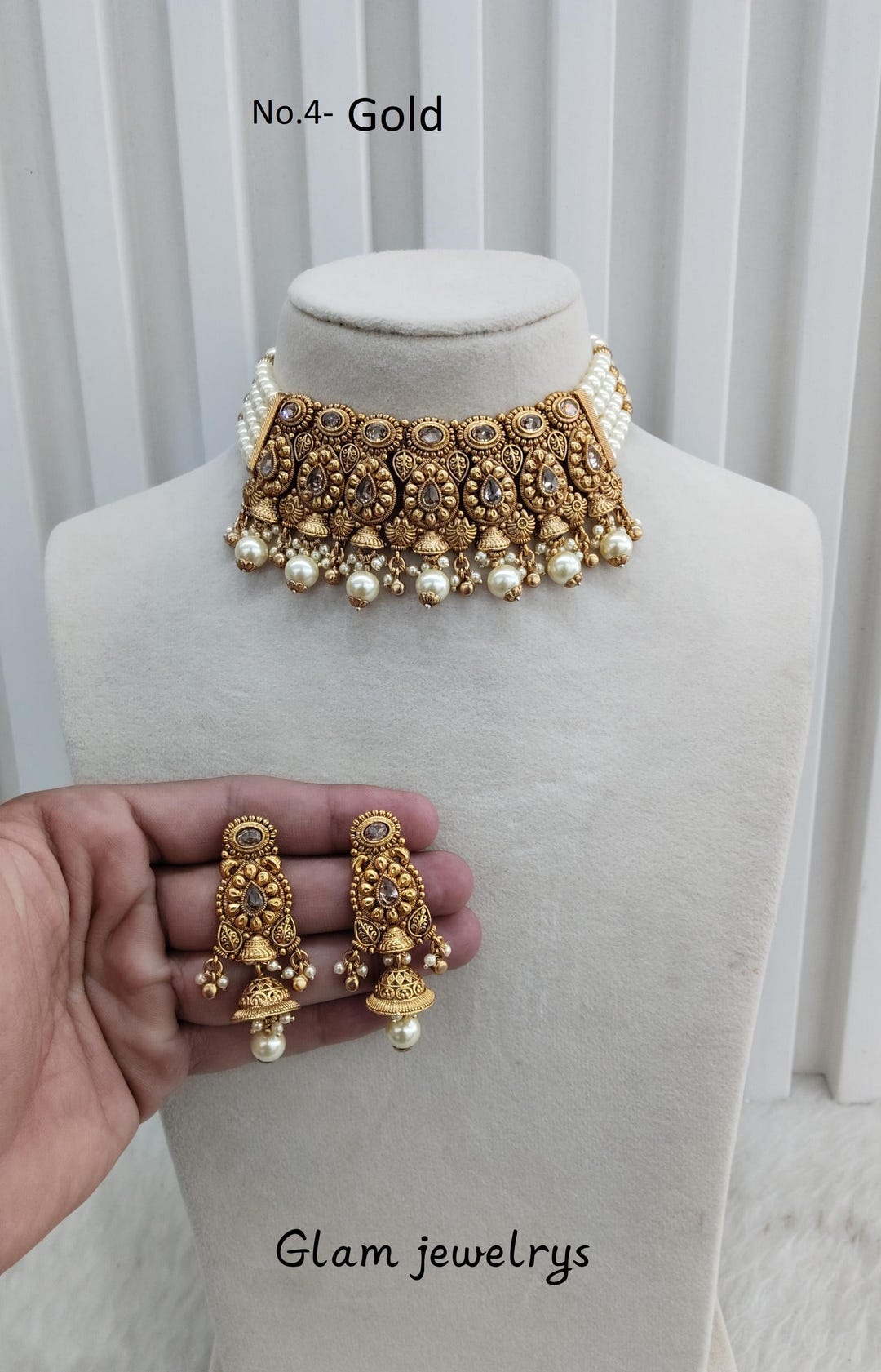 Choker Set Polki Indian Jewelry Jewellery Necklace Set/ Bollywood Style ...