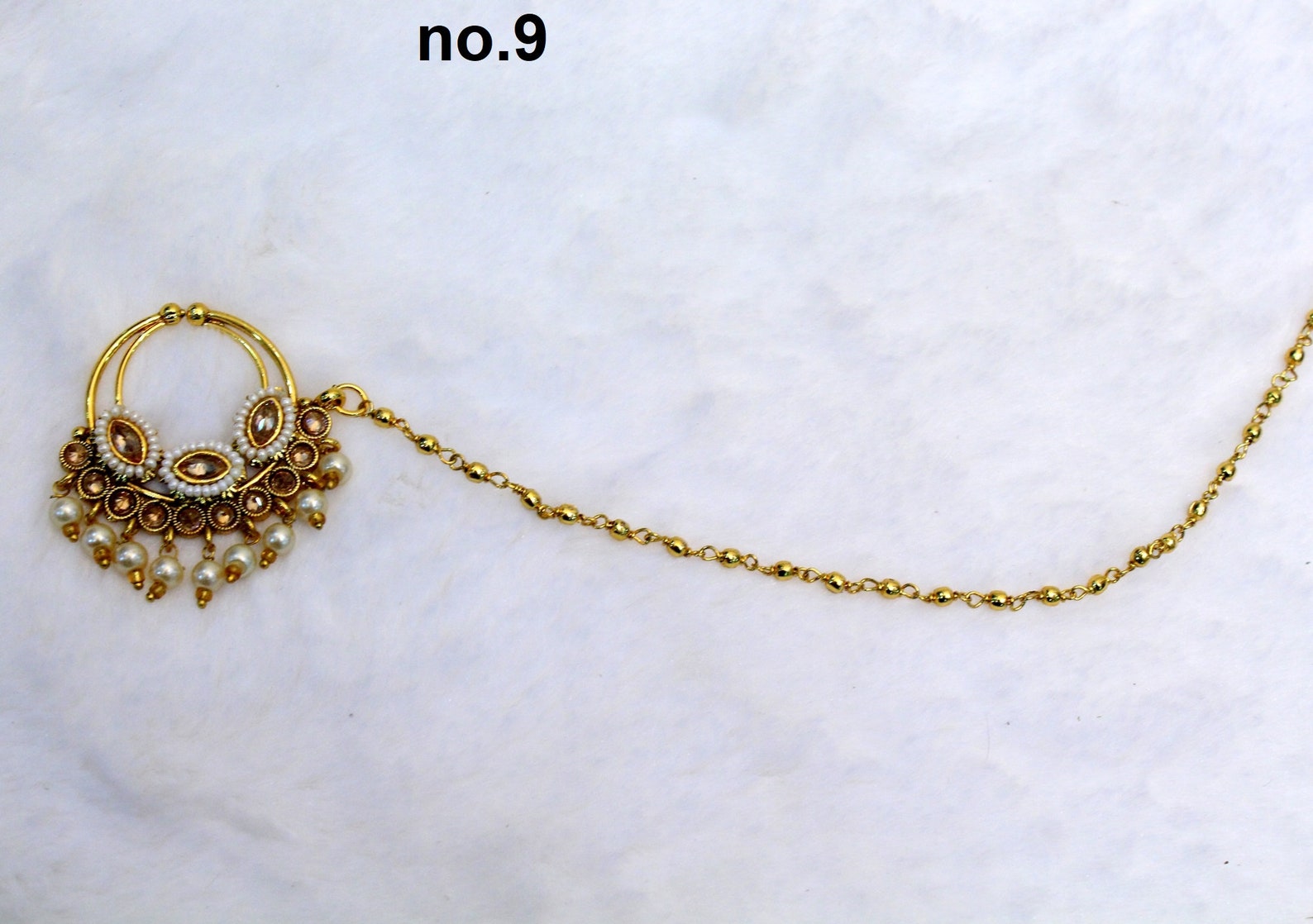 Indian Nose Ring Nath Bridal Wedding Nathini/non Pierced Gold | Etsy