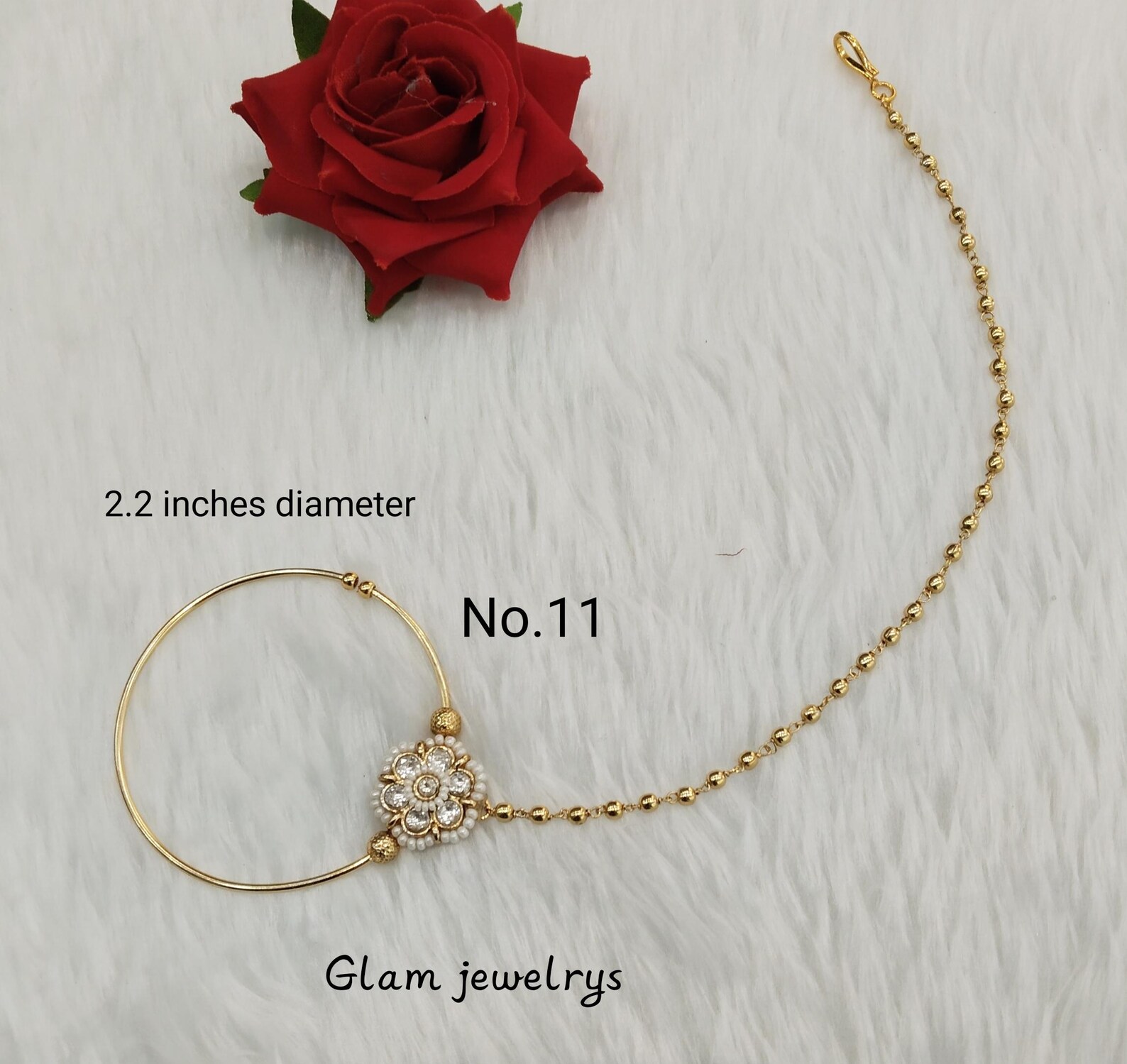 Non Pierced Gold Plated Indian Nose Ring Nath: Bridal Jewelry - Etsy
