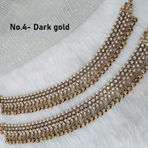 Anklets Payal Foot Bracelet Indian Dark Pair Gold Plated Anklets Foot ...