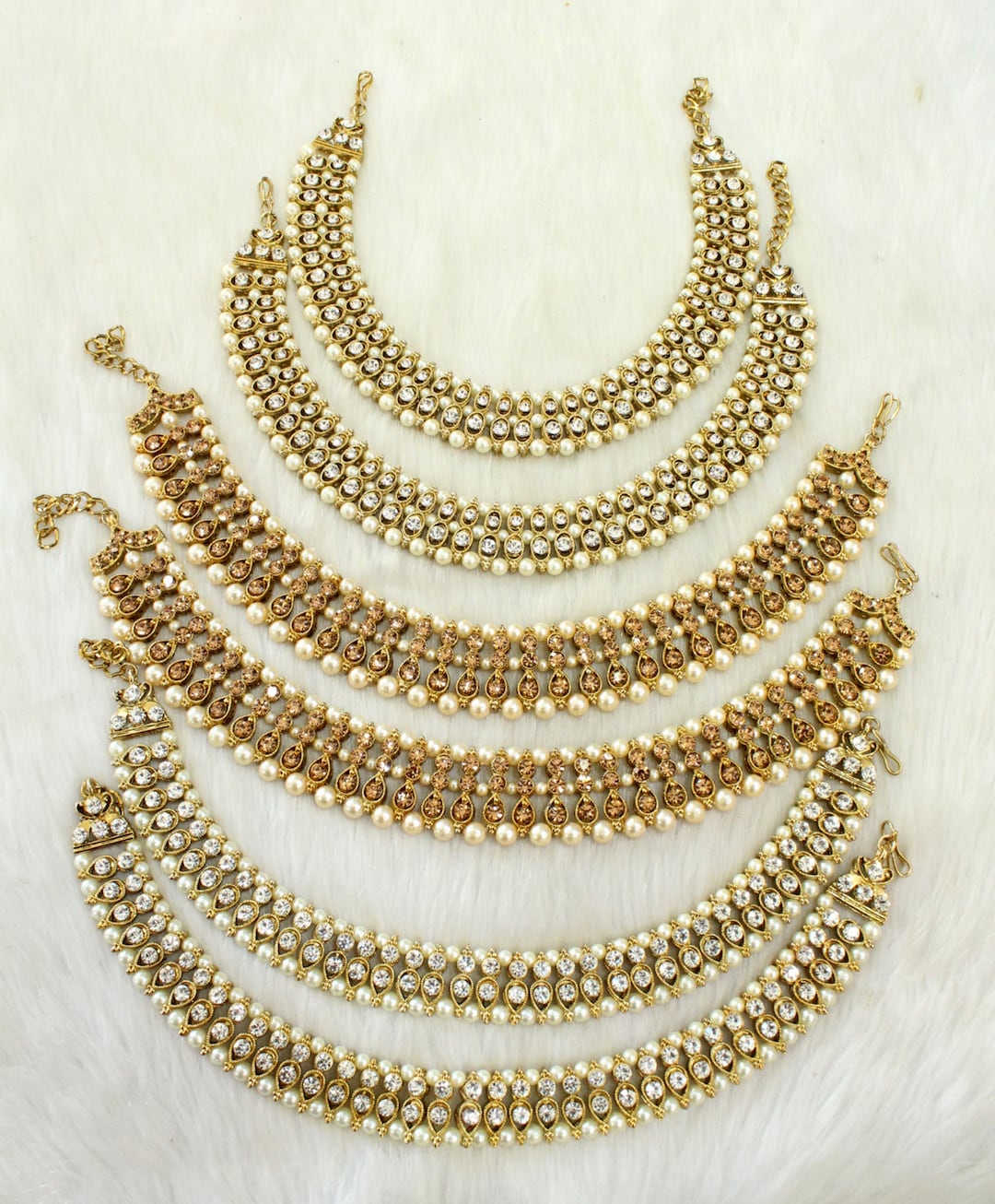 Anklets Payal Foot Bracelet Indian Dark Pair Gold Plated Anklets Foot ...