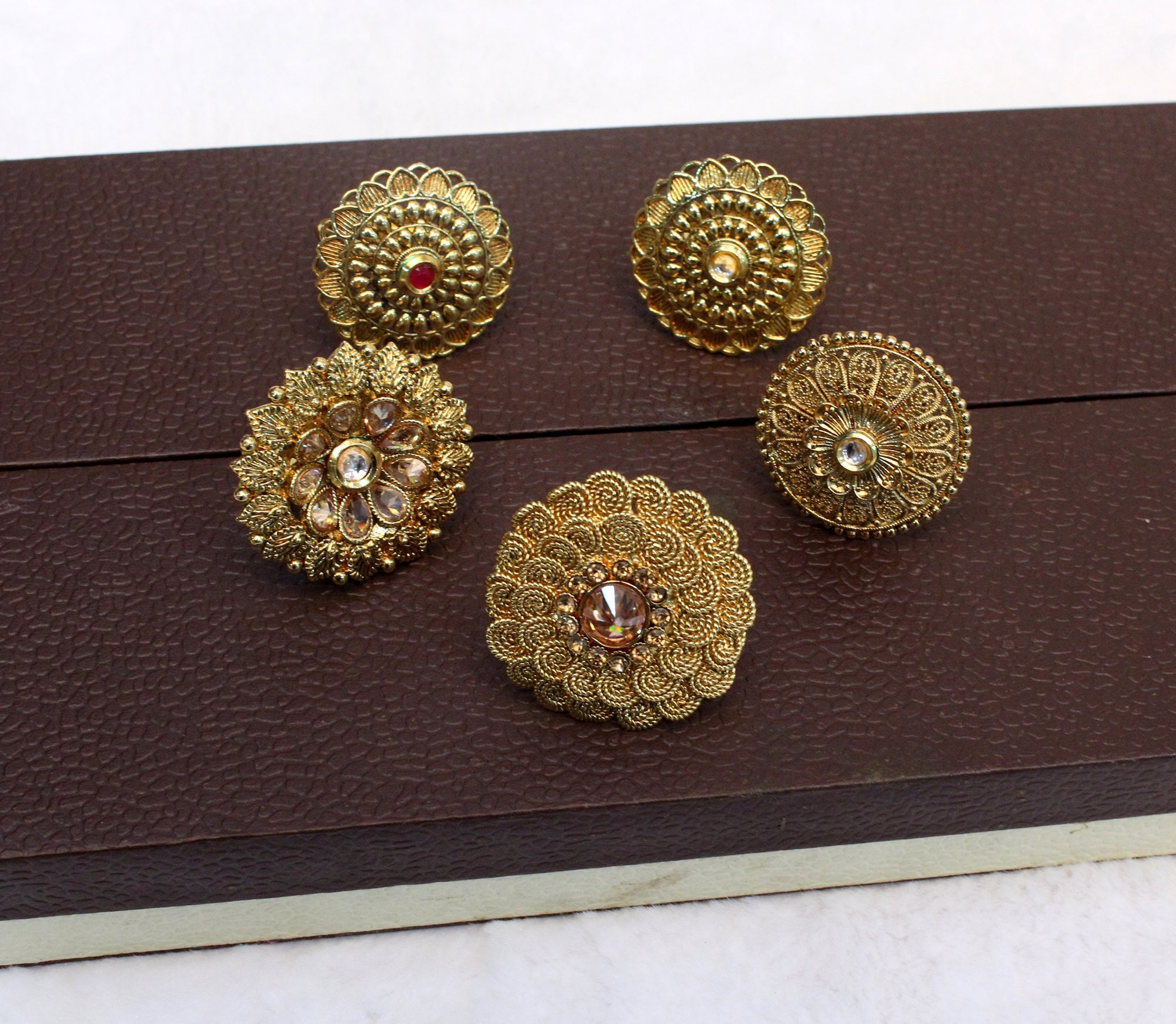 Adjustable Indian Ring Big Round/Gold Finish ring/Finger rings | Etsy