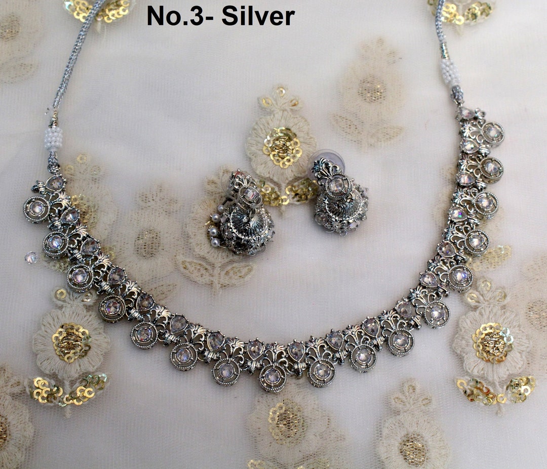 Silver Necklace Set/jewellery Set /indian Silver Necklace Set ...
