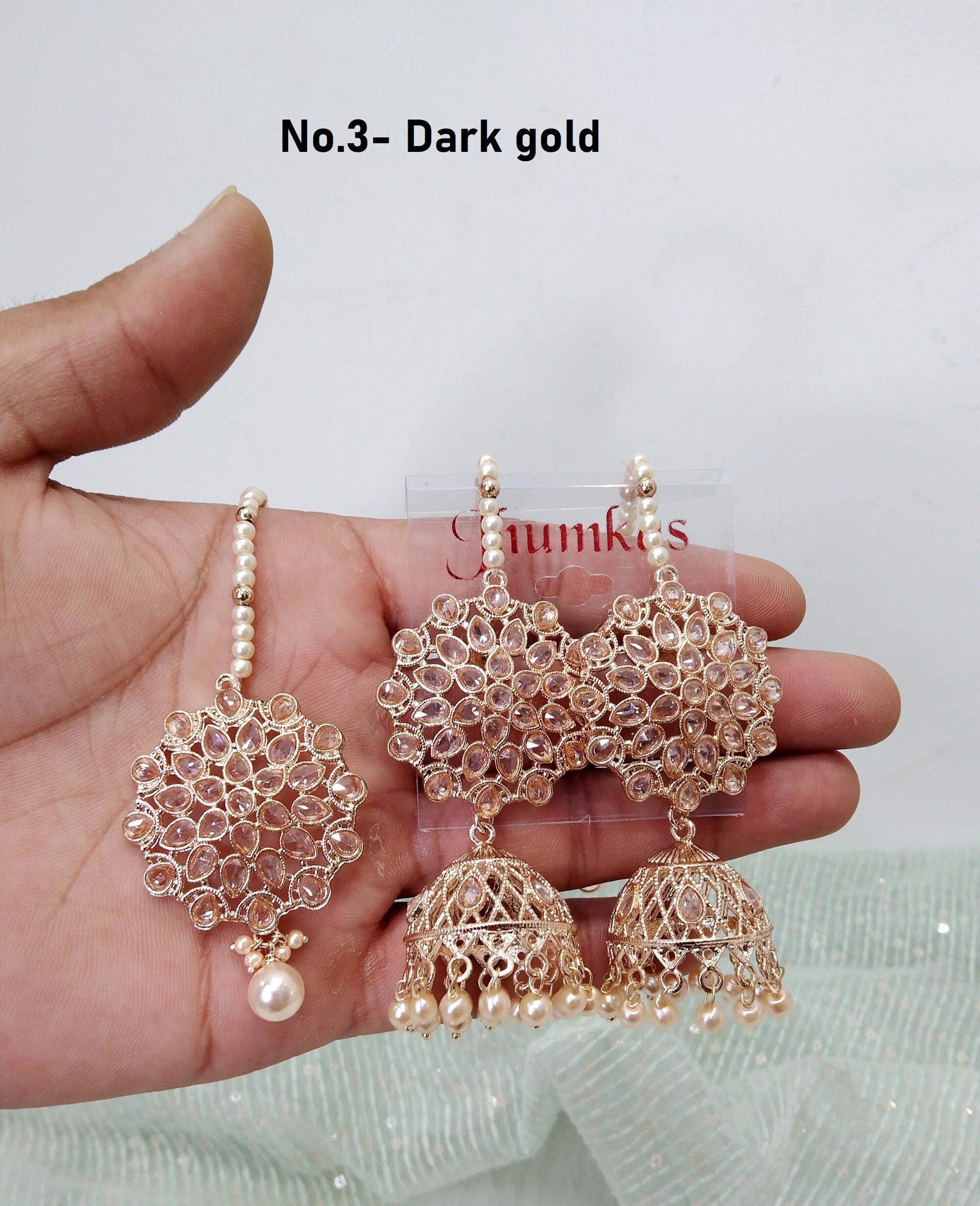 glamjewelryz Tikka Set Indian Jewelry Gold Indian Earrings Tikka Set Indian Jhumka Jhumki Earrings Set Best Jewellery Bridal Bollywood Jewelry Set