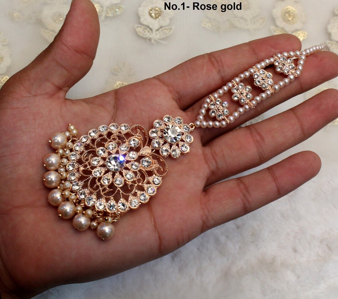 Rose Gold, Silver Tika Tikka Jewelry Indian Headpiece Tikka Jewelry ...