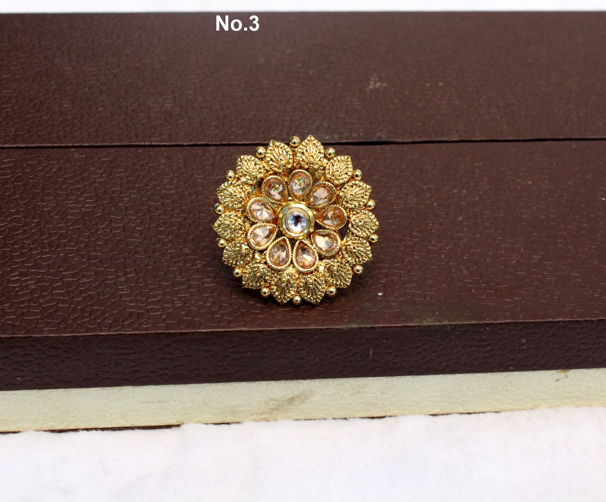 Adjustable Indian Ring Big Round/Gold Finish ring/Finger rings | Etsy