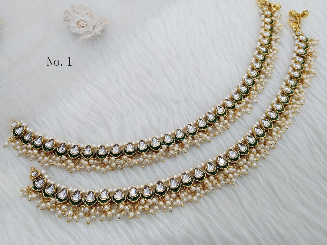 Anklets Payal Foot Bracelet Indian Gold Pair Kundan Anklets Foot ...