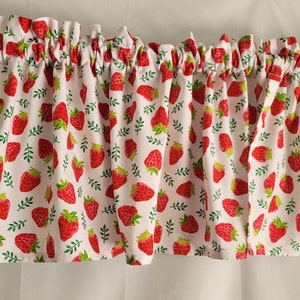 Strawberry Kitchen Valance Curtain, Fruit Kitchen Curtain, Red and ...