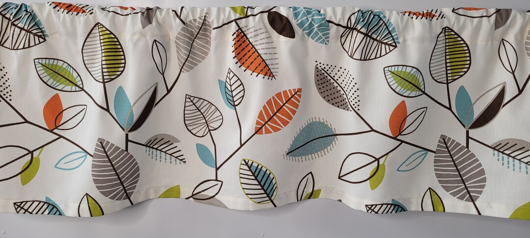 Fiesta Leaf Valance: Colorful Cotton Window Curtain - Etsy