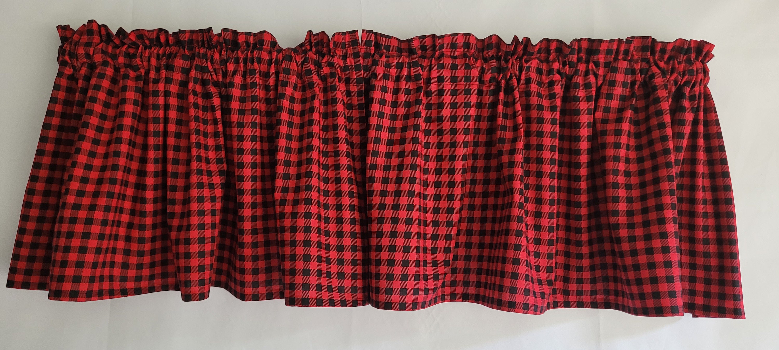 Red and Black Check Curtain Small Red and Black Check Valance - Etsy