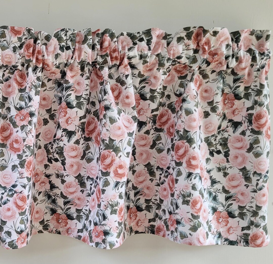 Mauve Paris Rose Valance Curtain: Victorian Floral Cotton Window ...