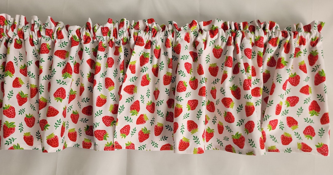Strawberry Kitchen Valance Curtain, Fruit Kitchen Curtain, Red and ...
