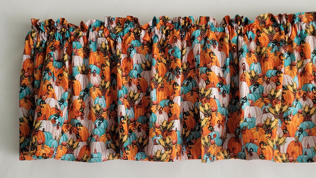Pumpkin Patch Valances, Fall Kitchen Curtains, Thanksgiving Valances ...