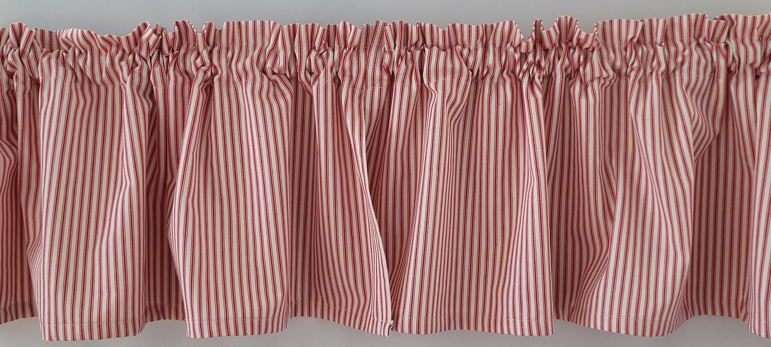 Red and Cream Ticking Stripe Valance: Cotton Window Decor - Etsy