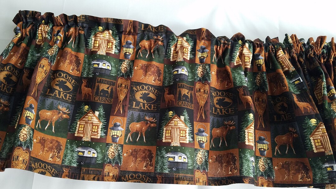 Cabin Curtain, Moose Lake Cabin Valance Curtains, Rustic Valance ...